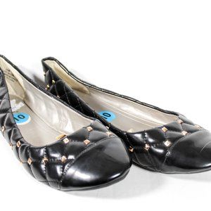 Shoes | Goth Glam Black Faux Leather Slip On Flats With Gold Pyramid ...